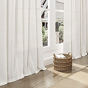 Cream Linen Back Tab Curtains 84 Inch Length for Living Room 2 Panel Set Neutral Modern Farmhouse Window Curtain Privacy Semi Sheer Linen Drapes Rustic Pinch Pleated Look Curtain Natural Ivory Colored