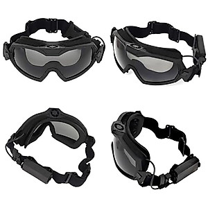 HANSTRONG GEAR Airsoft Goggles Anti Fog with Fan and Interchangeable Lens Military Shooting Safety Goggles & Glasses for Cycling Paintball Hunting Motorcycle BK