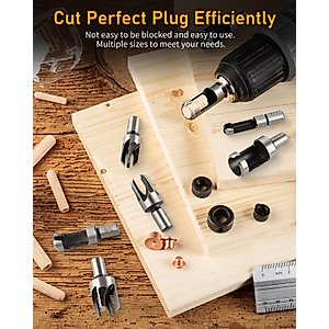ZORUNNA 34 Pcs Woodworking Chamfer Drilling Tools Including 6 Countersink Drill Bit Set, 7 Countersink Drill Bit, 8 Plug Cutters for Woodworking, 3 Step Drill Bit and 8 Drill Stop Bit Collar Set.