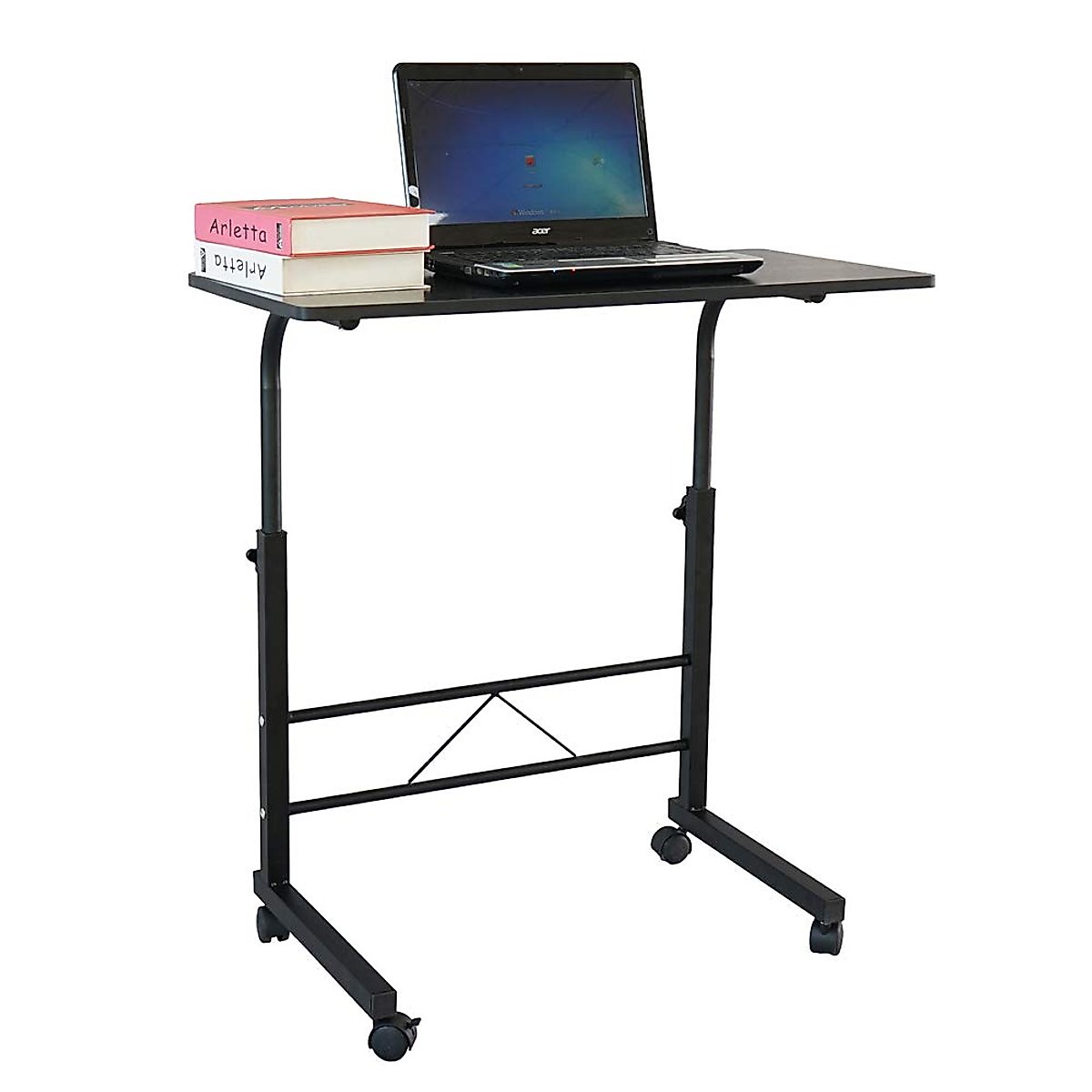 Height Adjustable Computer Desk for Home Office - Standing Table On Wheels - Stylish and Efficient Workspace
