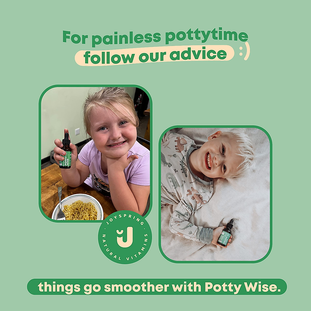 JoySpring Potty Wise Consitpation Relief for Kids for Happy Comfortable Kids - Natural Constipation Relief for Kids - Gentle Herbal Laxatives for Constipation - Vegan, Gluten-Free, Sugar-Free