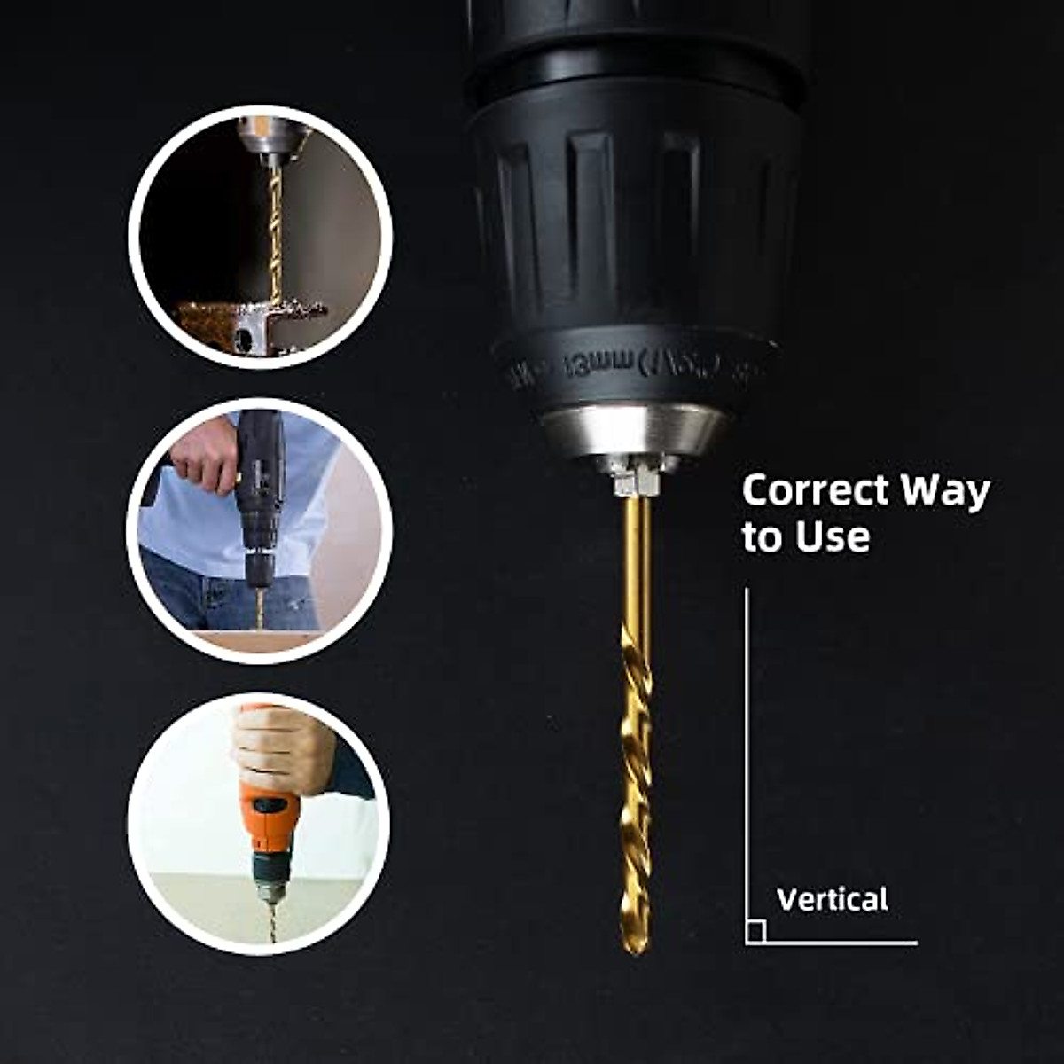 AugTouf 1/4" Hex Shank Drill Bits (10Pcs), Premium 4341 HSS Titanium Impact Hex Drill Bits for Wood, Steel, Metal, Plastic, Quick Change Design