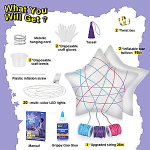 3D String Art Kit for Kids - Upgraded Makes a Light-Up Star Lantern with Multi-Colored Lights - Crafts for Girls and Boys - Kids Gifts - DIY Arts & Craft Kits for 8, 9, 10, 11, 12 Year Old Girl