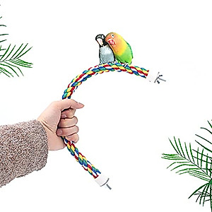 Bird Cage Rope Perch, Parrot Multicolor Flexible Rope Perch, Rope Bungee Bird Toys for Parakeets Cockatiels, Conures, Lovebirds, Finches (39.4 Inch)