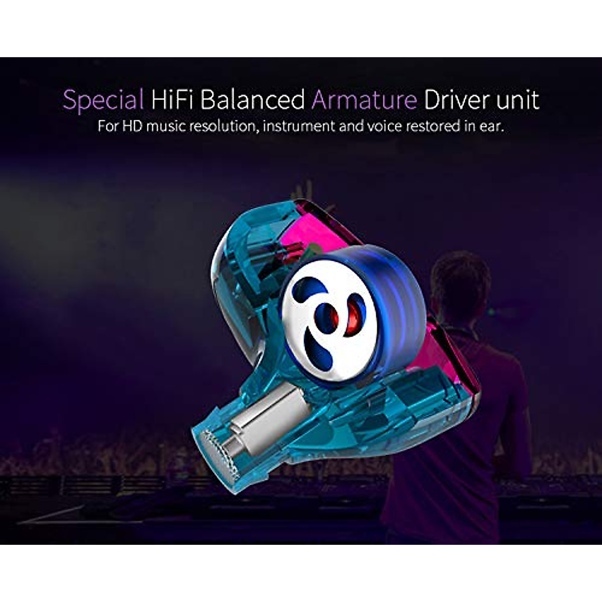 keephifi KZ ZST in Ear Monitor 1BA+1DD HiFi IEM Earphones,Noise Cancelling Earbuds Wired Rich Bass Stereo Headphones, Comfortable in Ear Earbuds,Detachable Cable for Audiophiles (Colorful,No Mic)