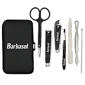 Barbasol 8 Piece Travel Manicure Set with Scissors, Nail Clippers, Nail File, Tweezers, Cuticle Pushers and Travel Case