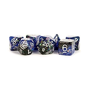 FanRoll by Metallic Dice Games 16mm Resin Polyhedral Dice Set: Eternal Blue/Black