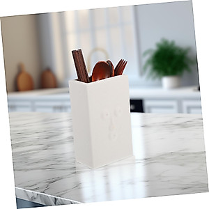 BESPORTBLE Kitchen Utensil Holder Human Face Shape Ceramic Kitchen Utensil Storage Organizer Caddy Kitchen Tool Holder for Forks Spoons Tableware