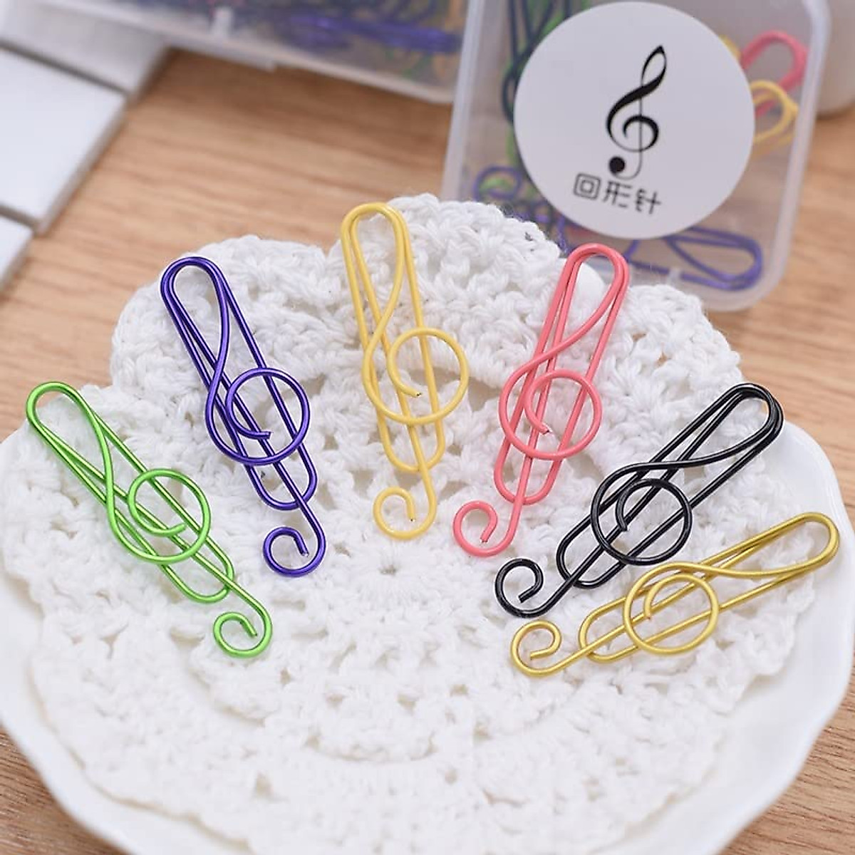 Music Multicoloured Metal Paper Clips 6 Colors, Musical Notes Style Fun Paper Clips Cute, Rainbow Music Paper Clips for Party Invitation Card Desk Bookmark Office School Notebook (50Pcs)
