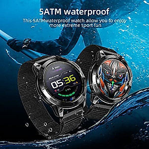 LOKMAT Military Smart Watch for Men,1.45" Full Screen Tactical Watches, Answer/Dial Calls AI Voice Smart Watches for Android iPhones Fitness Tracker Heart Rate/Sleep Monitor/Blood Pressure (Black)