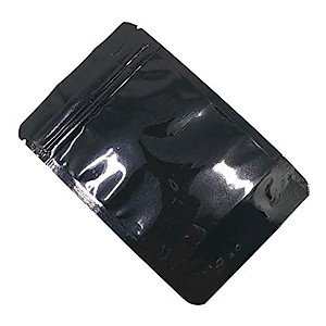 MITOB 100 Pieces Stand Up Mylar Bags Clear Plastic Window Pouch Food Storage Aluminum Foil Bag Candy Bath Salt Packing Zipper Lock Resealable (4.3x6.3 inch, Black)