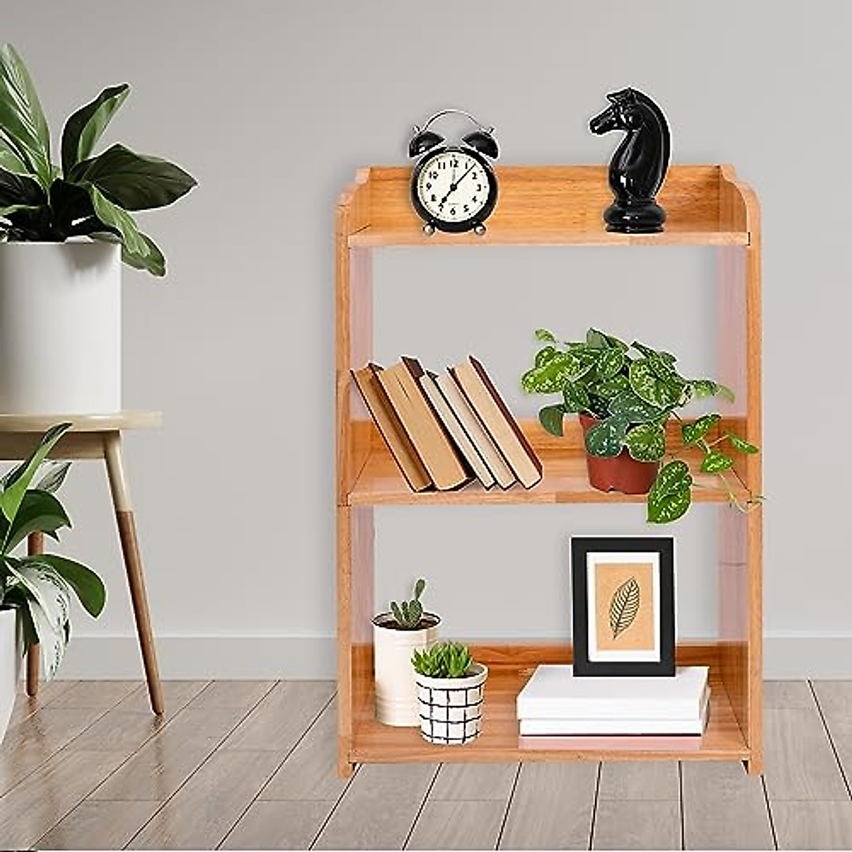 YCICI Bookshelf, 3 Tier Wooden Bookcase, Freestanding Display Storage Shelves Open Bookcase for Bedroom, Living Room and Office (Natural, 3 Tier)