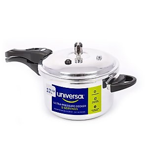 Universal 4.75 Quart / 4.5 Liter Anti-Rust Ultra Pressure Cooker, Aluminum Pressure Cooker for 5 Servings, Pressure Cooker for Canning, Even Heat Distribution, Diameter 9.4 inches, Height 8 inches