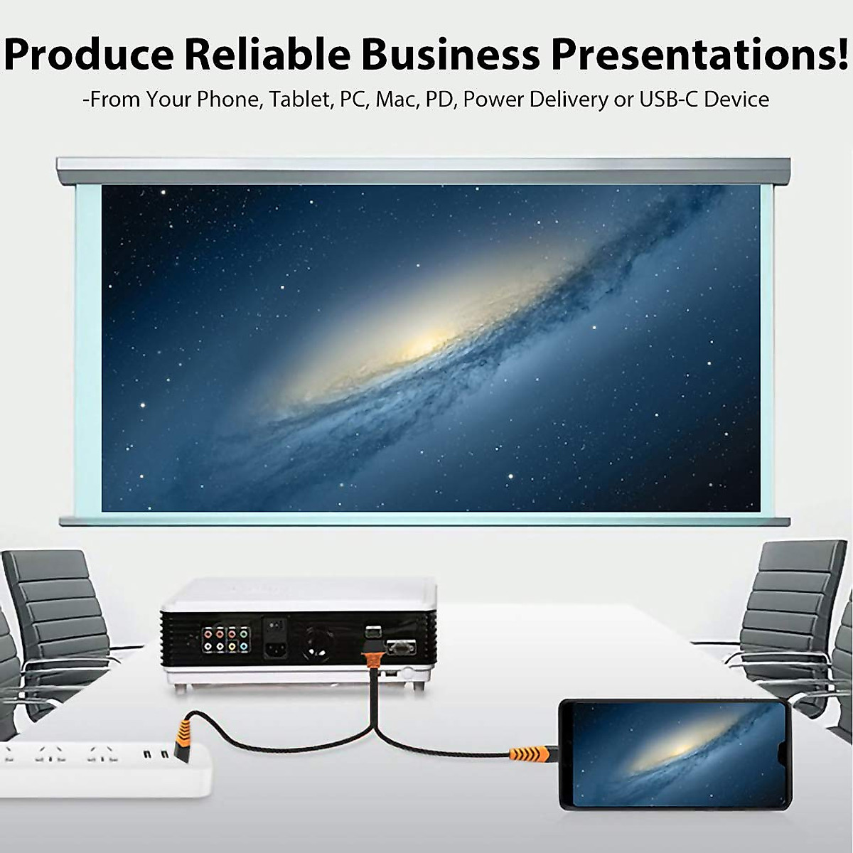 PRO USB-C HDMI Compatible with Samsung Galaxy A32 5G at 8k/4k Plus Power Port, 6ft/1.8M Cable at Full 4k 2160p@60Hz/8k 7680x4320@30Hz [Thunderbolt 3/4]