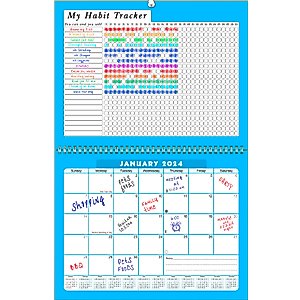 2024 Monthly Desktop/Wall Calendar/Planner - Habit Tracker - Daily, Weekly & Monthly Goal Motivational Habit Tracking Journal Inspirational - (Edition #07)