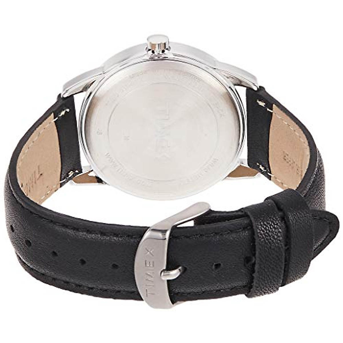 Timex Men's Easy Reader Bold 43mm Watch – Silver-Tone Case White Dial with Black Leather Strap