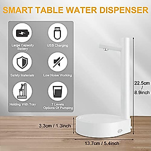 Bestshaoying Intelligent Desktop Water Pump Barrel Mounted Water Dispenser Removable Automatic Water Dispenser Absorber ,Suitable for Home, Office, Outdoor (White)