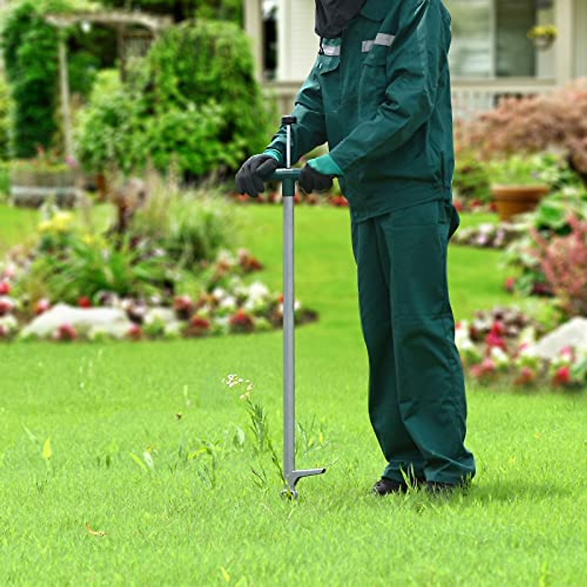 PERSZEN Weed Puller, Stand Up Weeder Manual Weeding Tool, Long Handle Gardening Weed Puller Tool for Dandelion, Twist Hand Weeder with 2 Stainless Steel Claws Grabber