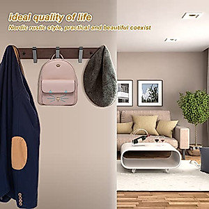 Coat Hooks Wall Mounted, Wood Wall Hooks Rack for Hanging Coat Hat Backpack, Farmhouse Heavy Duty Coat Rack Hangers for Jacket Towel Bag