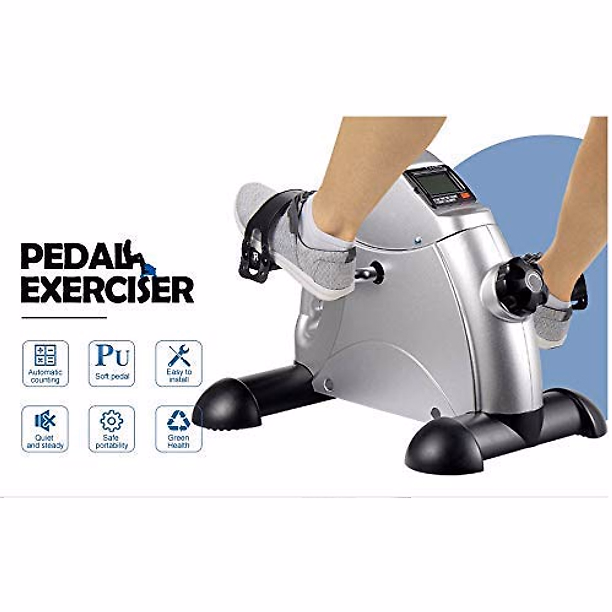 HomGarden Pedal Exerciser Bike Pedals w/LED Screen Display for Legs and Arms Exerciser,Portable Mini Cycle Bike Under Desk Floor Foot Pedal Small Recumbent Equipment Machine