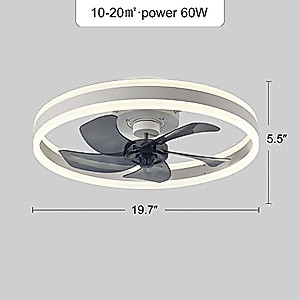 AHAWILL Modern Ceiling Fan with Light,Mute LED Dimmable Ceiling Fans with Remote Control,6 Speeds Reversible 60W Contemporary Ceiling Fan for Bedroom,Study Room,Dining Room,etc.(19.7" White)