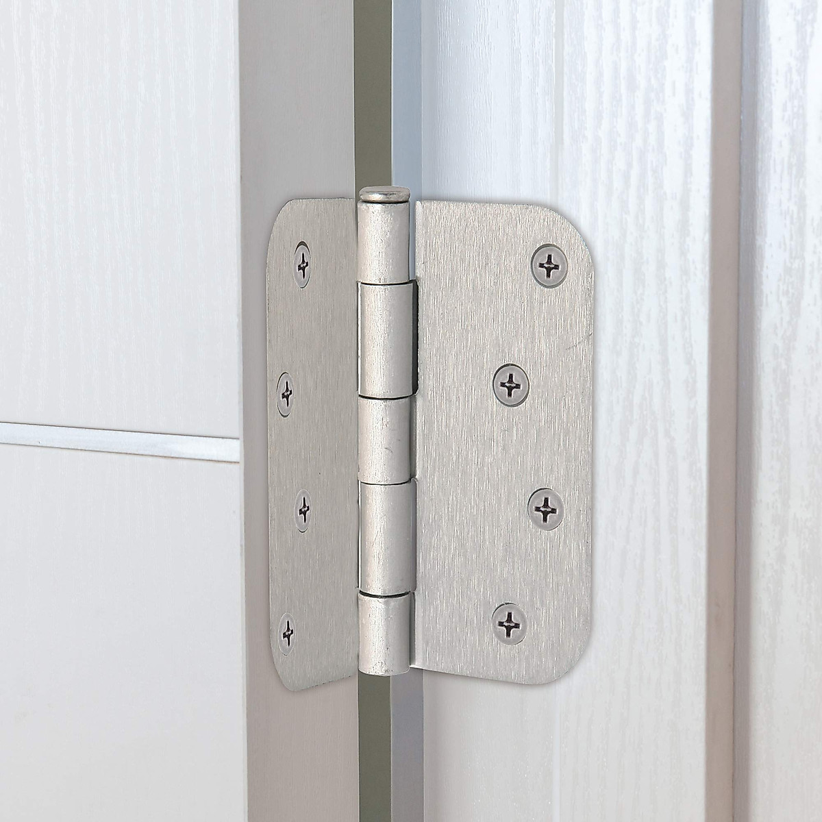 3-Pack 4-Inch x 4-Inch Interior Door Hinges with 5/8-Inch Radius, Satin Nickel, Heavy Duty Steel Construction, Left- or Right-Handed – Design House, 181594