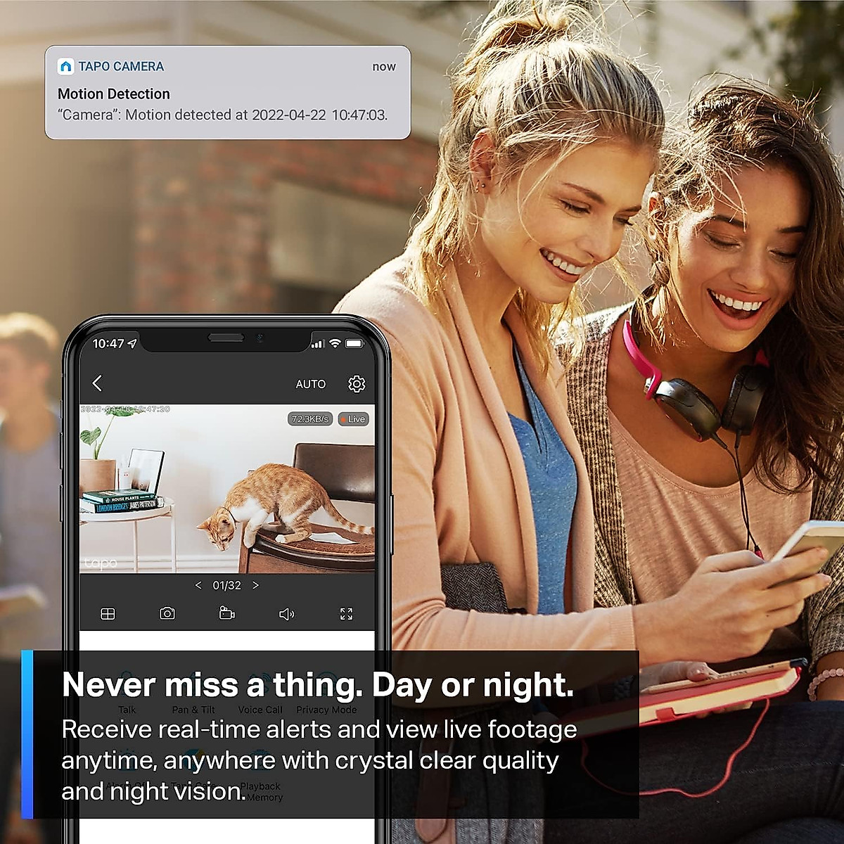 TP-Link Tapo Pan/Tilt Security Camera for Baby Monitor, Pet Camera w/ Motion Detection, 1080P, 2-Way Audio, Night Vision, Cloud & SD Card Storage, Works with Alexa & Google Home (C200)