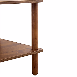 GIA Modern 2-Tier Coffee Table with Open Storage Shelf, Rectangular Living Room Center Table with Rounded Rubberwood Legs, Durable & Stable Wooden Furniture,Walnut Brown