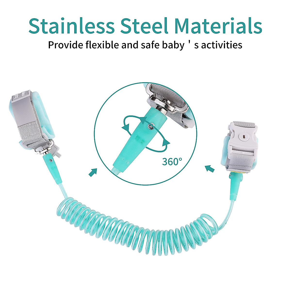 Reflective Anti Lost Wrist Link, Toddler Safety Leash with Key Lock, Safety Wrist Leash for Toddlers, Babies & Kids 8.2 Feet (Blue-2)