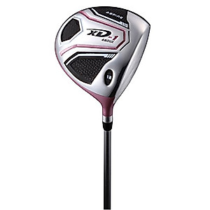 Aspire XD1 Ladies Womens Complete Right Handed Golf Clubs Set Includes Titanium Driver, S.S. Fairway, S.S. Hybrid, S.S. 6-PW Irons, Putter, Stand Bag, 3 H/C's Pink (Cherry Right Petite Size -1")
