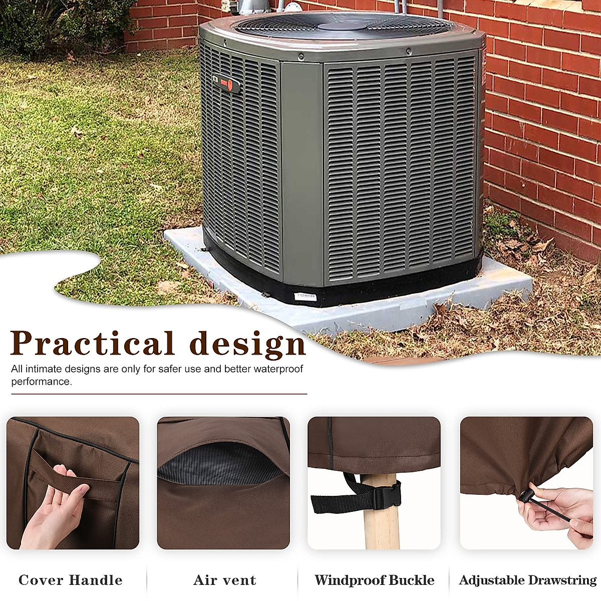 BRIVIC Air Conditioner Covers for Outside Unit Winter AC Covers for Outdoor Fits up to 36 x 36 x 39 inches