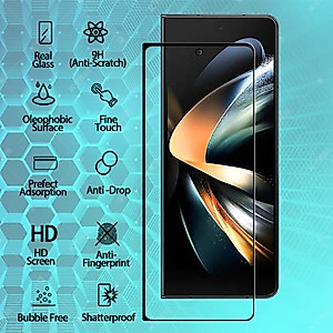 YISPIRIN Screen Protector for Samsung Galaxy Z Fold 3 5G and Camera Cover, [2+2 Pcs] 9H Hardness Anti-Scratch Case Friendly Tempered Glass Protective Film for Samsung Galaxy Z Fold 3 5G