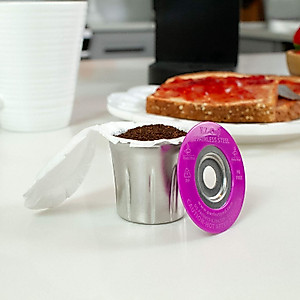 EZ-Cup Stainless Steel Reusable K Cup Coffee Pod for Keurig + 25 Disposable Paper Filters - Refillable Capsule Compatible with Keurig 1.0 2.0 K-Slim K-Mini Plus K-Duo K-Series & Other Select Models