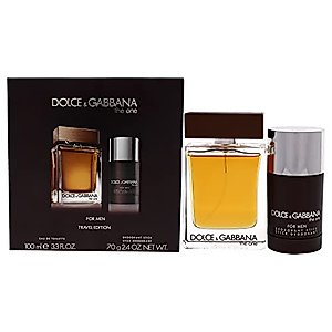 Dolce and Gabbana The One Men 3.3oz EDT Spray, 2.4oz Deodorant Stick 2 Pc Gift Set,DNGGSM055