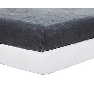 Cozy Fleece Microplush Super Soft Fitted Crib Sheets (Set of 2), Grey/White