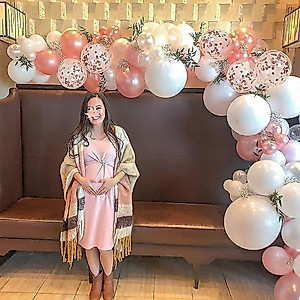 Rose Gold Balloon Arch kit Balloon Garland Confetti Latex Balloons Arch for Bridal Shower Valentine's Day Baby Shower Wedding Birthday holiday Party Decorations Supplies for Girls and Women