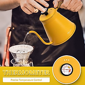 Gooseneck Kettle, Harriet 37oz Pour Over Kettle Stove Top, Stainless Steel Coffee kettle with Thermometer, Tea Kettle with 3-Layer Base, Anti-Hot Handle, for Drip Coffee & Tea