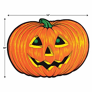 Beistle 6 Piece Paper Jack-O-Lantern Cut Outs Halloween Party Decorations, Fall Décor, Made in USA Since 1900, 10" x 14", Orange/Yellow/Green