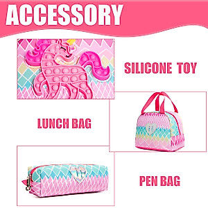 ZBAOGTW Unicorn Rolling Backpack for Girls Wheeled School Backpack 3 in 1 Girls Rolling Backpack for School,Travel,Picnic