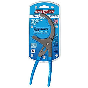 CHANNELLOCK 209 9-inch Oil Filter/PVC Pliers | Made in USA | 1.75 to 3-inch Jaw Capacity | Forged High Carbon Steel | Ideal for Engine Oil Filters, Conduit, and Fittings