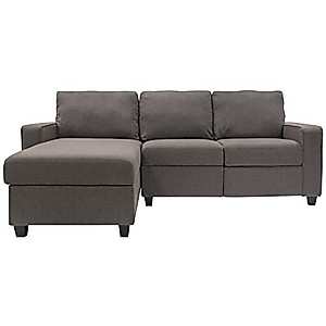 Serta Palisades Reclining Sectional Sofa with Left Storage Chaise, Small Couch with Built-In Storage, Low-Maintenance & Family-Friendly Fabric, Gray