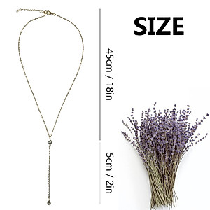 Handmade Lariat Necklace for Women, 18K Gold Plated Dainty Drop Y Chain Necklace Jewelry for Women Girl Gifts with Simulated Diamond，16" to 18" adjustable length (Gold)