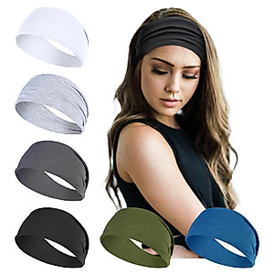 TERSE Headbands for Women Short Hair Non Slip Elastic Sweat Hairbands Soft Fabric Hair Bands Workout Yoga Running Sport Thin Hair Wrap for Girls