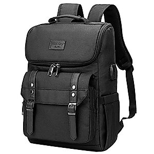 Vintage Backpack Travel Laptop Backpack with usb Charging Port for Women & Men School College Students Backpack Fits 15.6 Inch Laptop Black