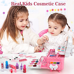 Kids Makeup Kit for Girl Toys, Washable Real Girl Makeup Kit Little Princess Girls Toys, Children Pretend Play Make up Set Kids Toys for 3-10 Year Old Girl Christmas Birthday Gift