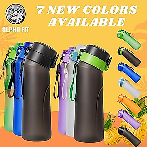 Alpha Fit Scent Water Bottle Starter Set, Water Bottle with Flavor Pods, Water Bottle for School Kids, Black Water Bottle (Black - 1 bottle (22 oz/650 ml) + 3 pods in random flavors)