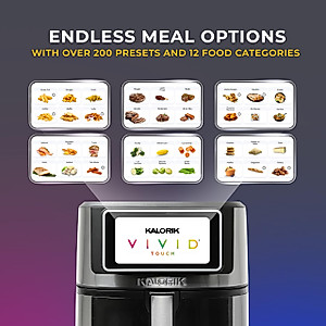Kalorik VIVID TOUCH 7 Quart High-Resolution Touchscreen Air Fryer with Window, Stainless-Steel