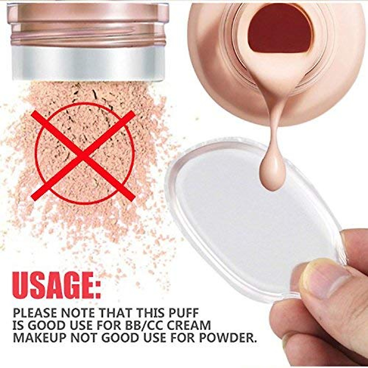2 Pack Silicone Makeup Sponge [Washable] Premium Quality - Gel Foundation Makeup and Puff BB - Best Silisponge Cosmetic Beauty Tools Blender [Clear]