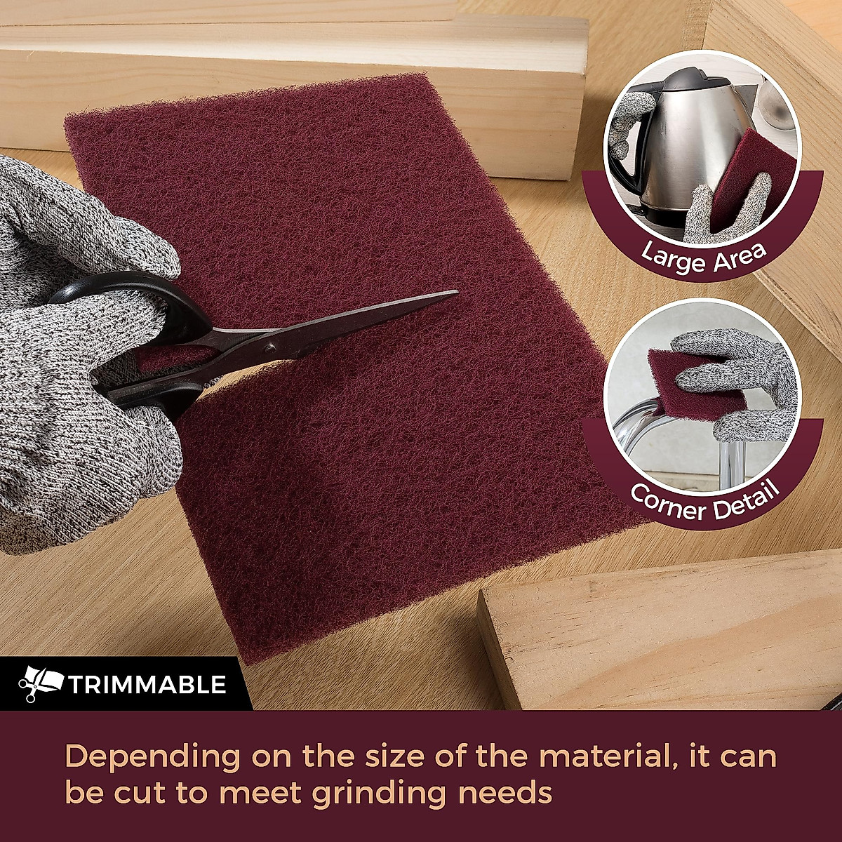 S SATC 6" x 9" Maroon General Purpose Scuff Pads,10 Pack Automotive Scotch Brite Pads for Scuffing,Scouring,Sanding,Paint Primer Prep Adhesion Scratch for Automotive Restoration,Handicrafts…