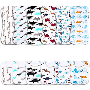 Burp Cloths & Baby Bibs Set 2-in-1 Cotton Super Absorbent and Soft Baby Spit Up Burping Rags for Boys and Girls